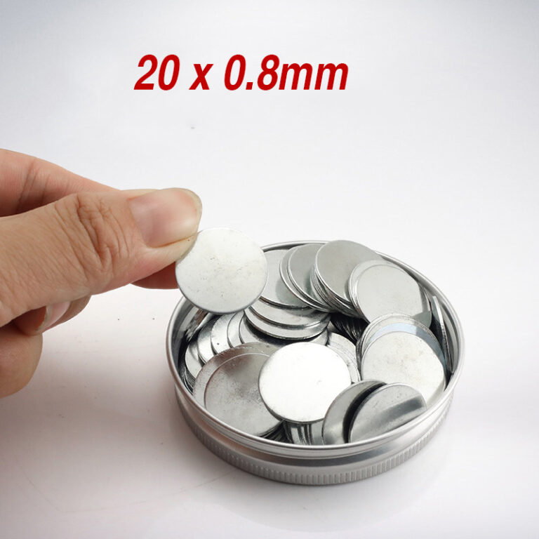 20mm x 0.8mm Small Steel Disc, Blank Metal Strike Plates - BUYNEOMAGNETS